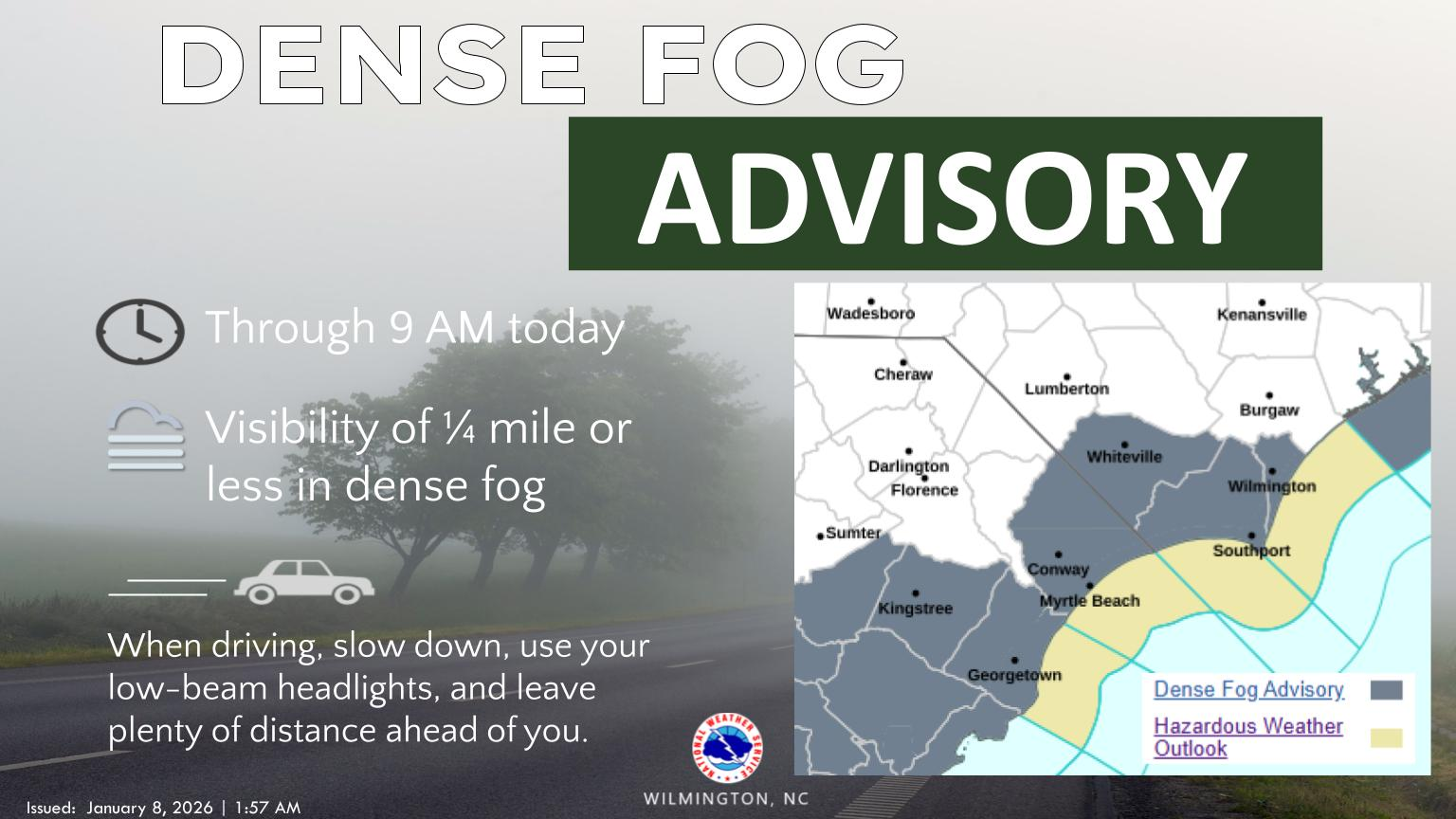 Dense Fog Advisory - Wilmington Community Dashboard