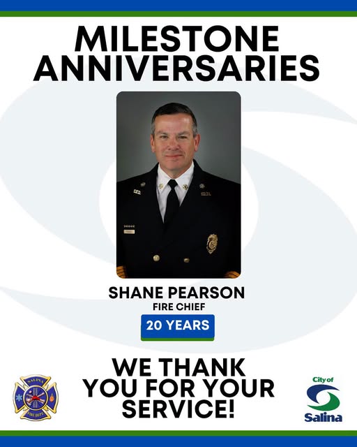 Salina Fire Chief Pearson Reaches Service Milestone - Salina311